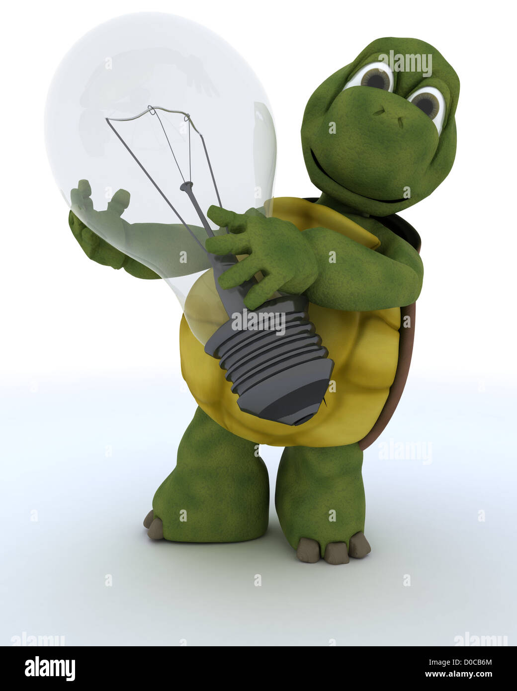 3D render of a tortoise with light bulb Stock Photo - Alamy
