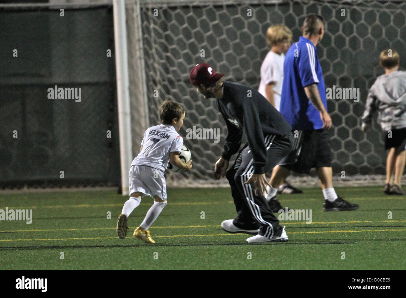 David Beckham with his son Cruz David Beckham plays ball with his two ...