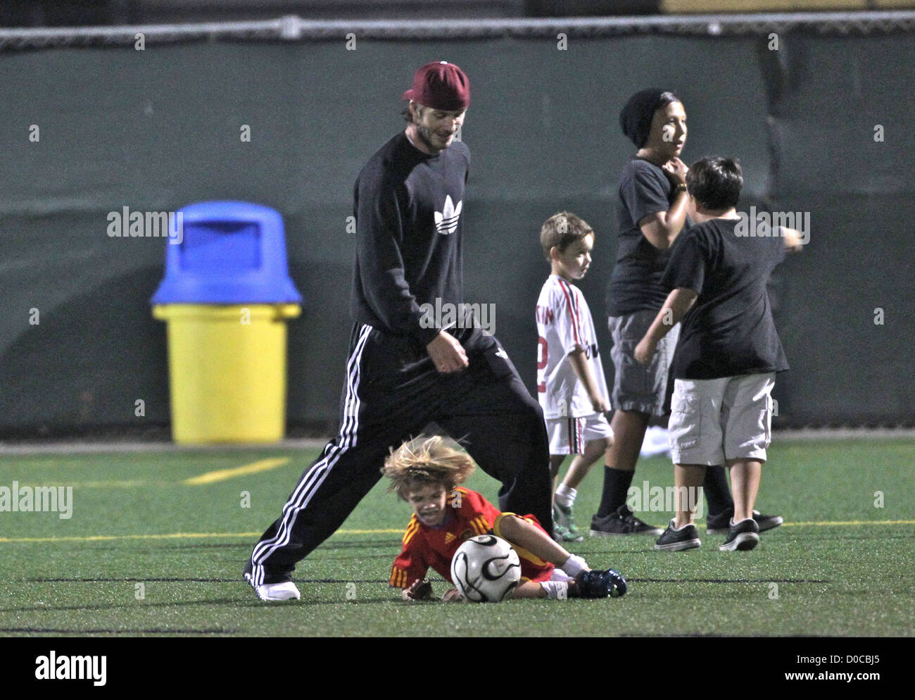 David Beckham with his son Romeo David Beckham plays ball with his two ...