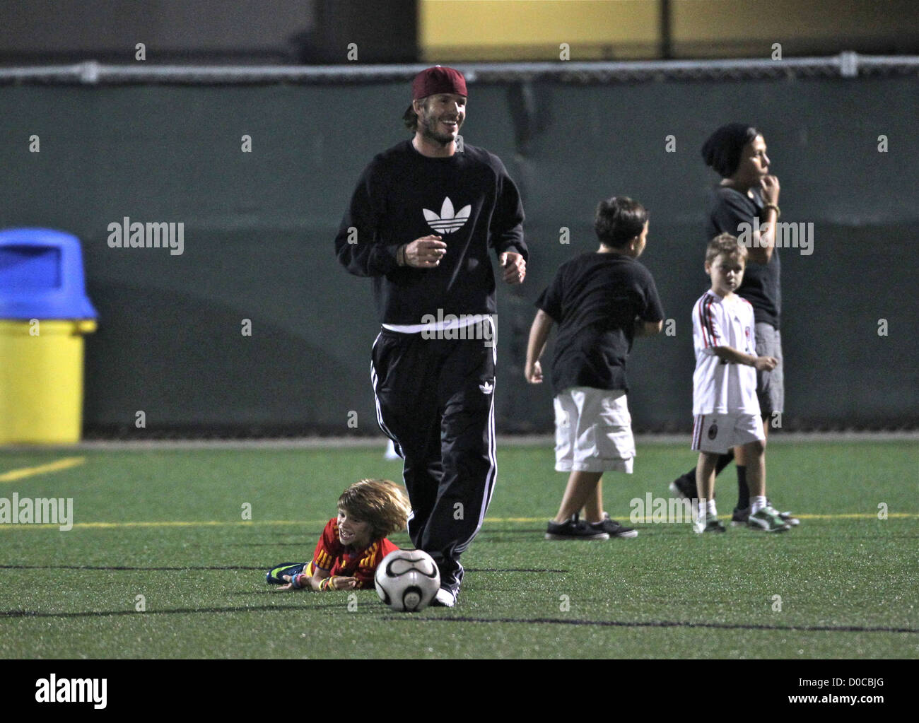 David Beckham with his son Romeo David Beckham plays ball with his two ...