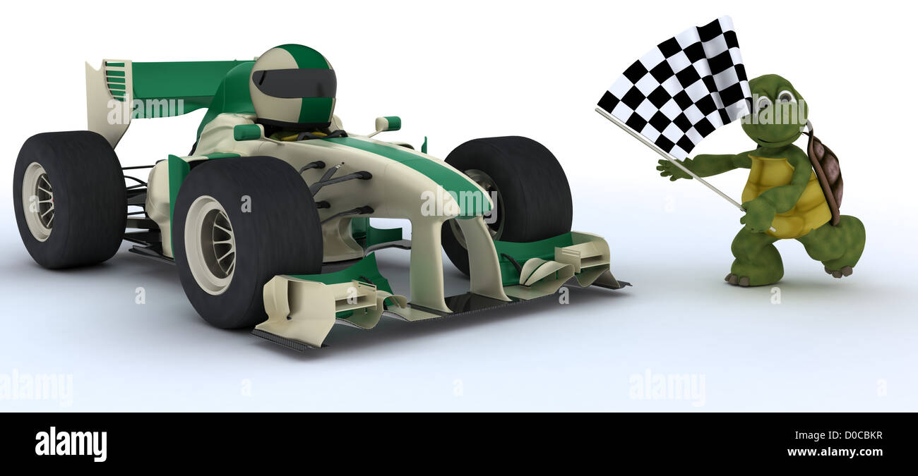 3D Render of a Tortoise driving a race car Stock Photo - Alamy