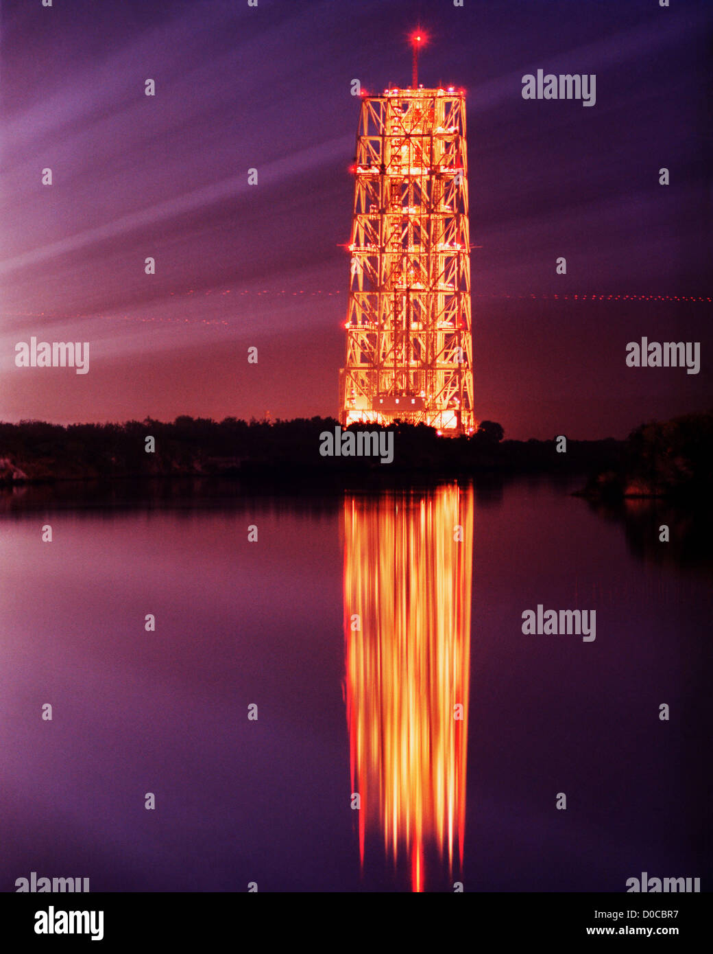 Mobile Service Structure in Floodlights Stock Photo - Alamy