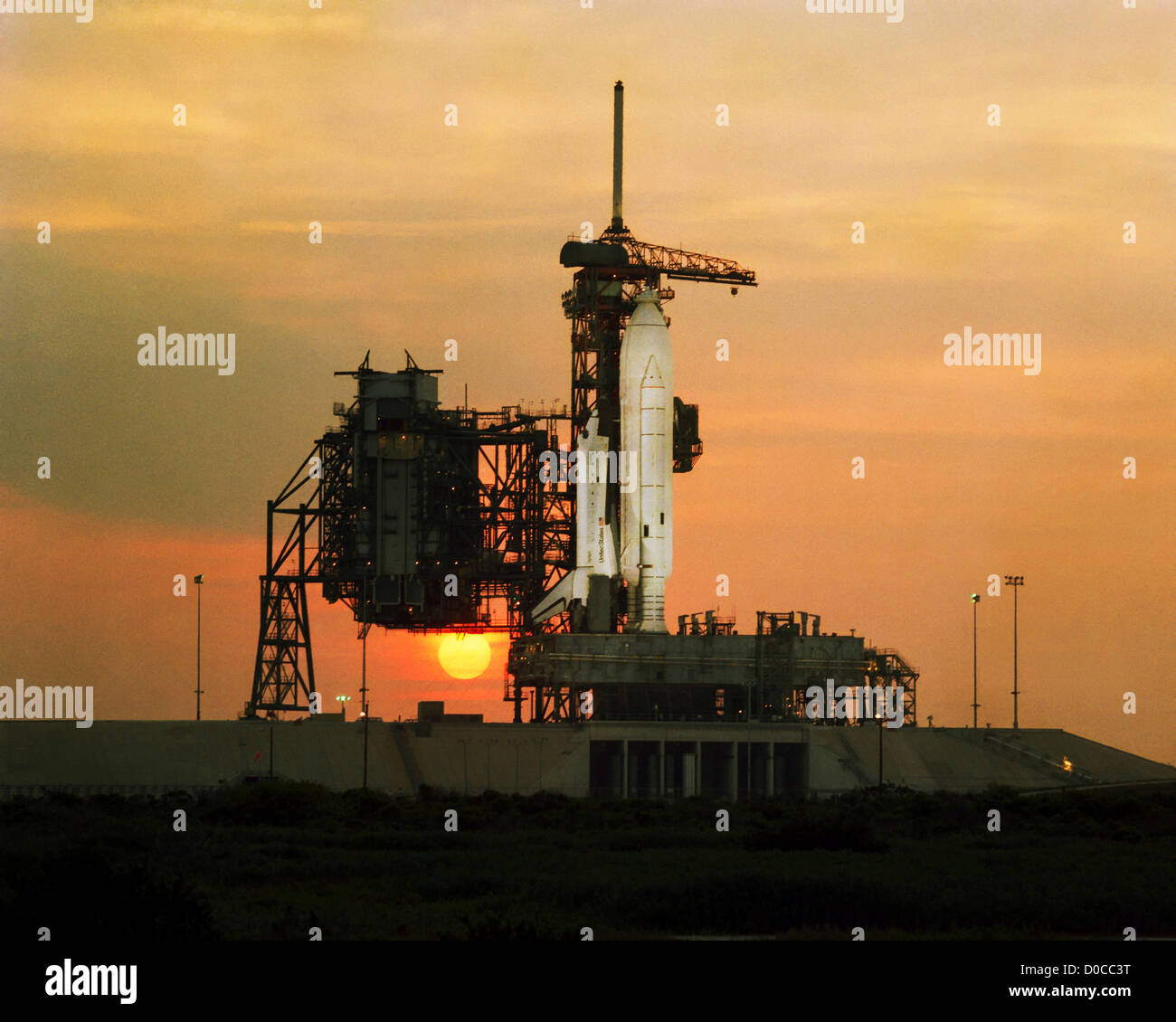 Sunset Glows Behind Space Shuttle Columbia (STS-1 Stock Photo - Alamy