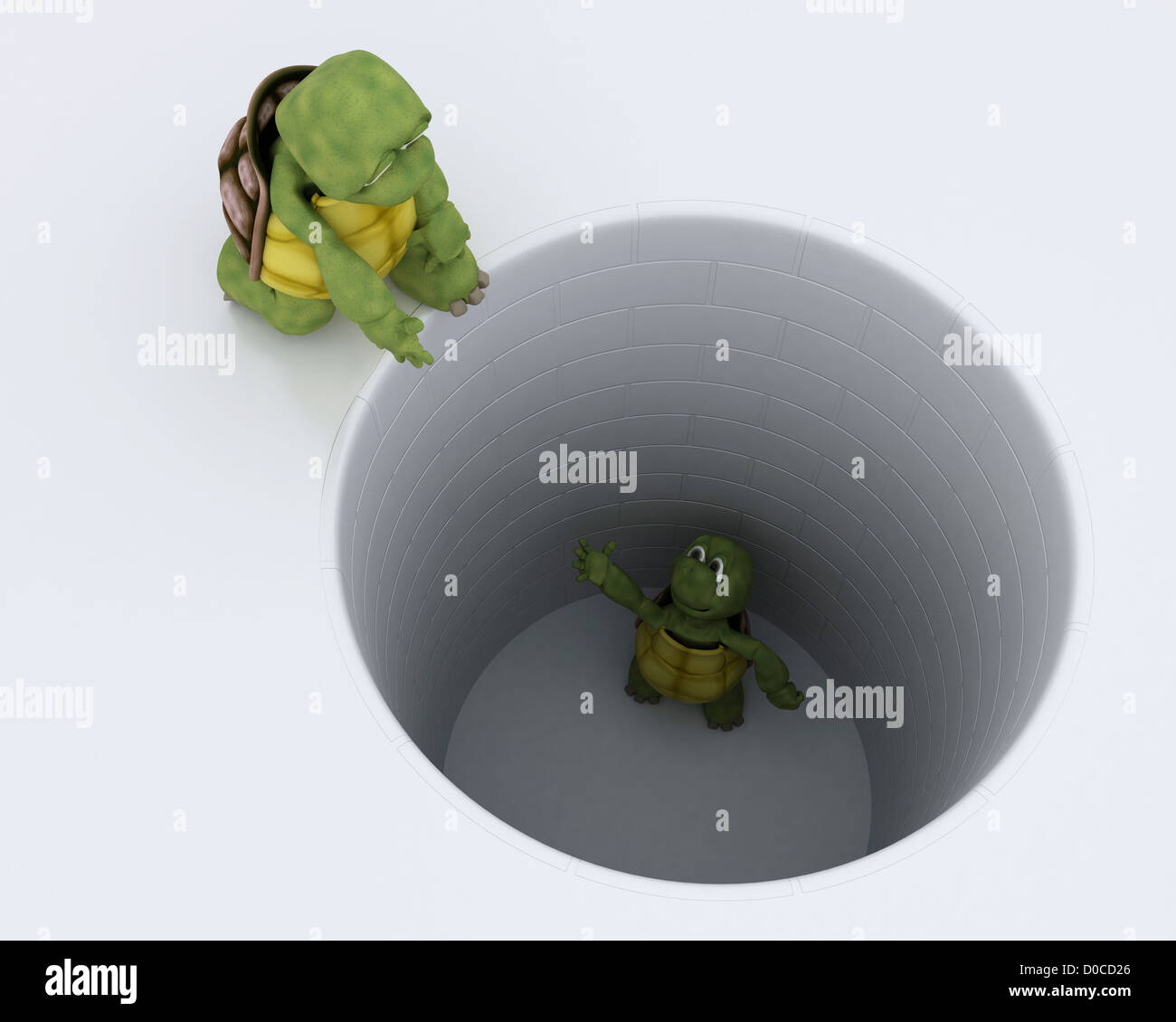 3D Render of a Tortoise trapped in a hole Stock Photo - Alamy