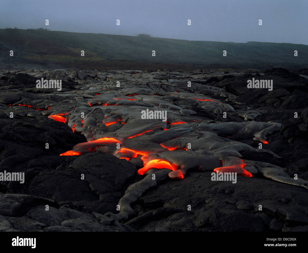 New Pahoehoe Spreading Over Old Pahoehoe Stock Photo - Alamy