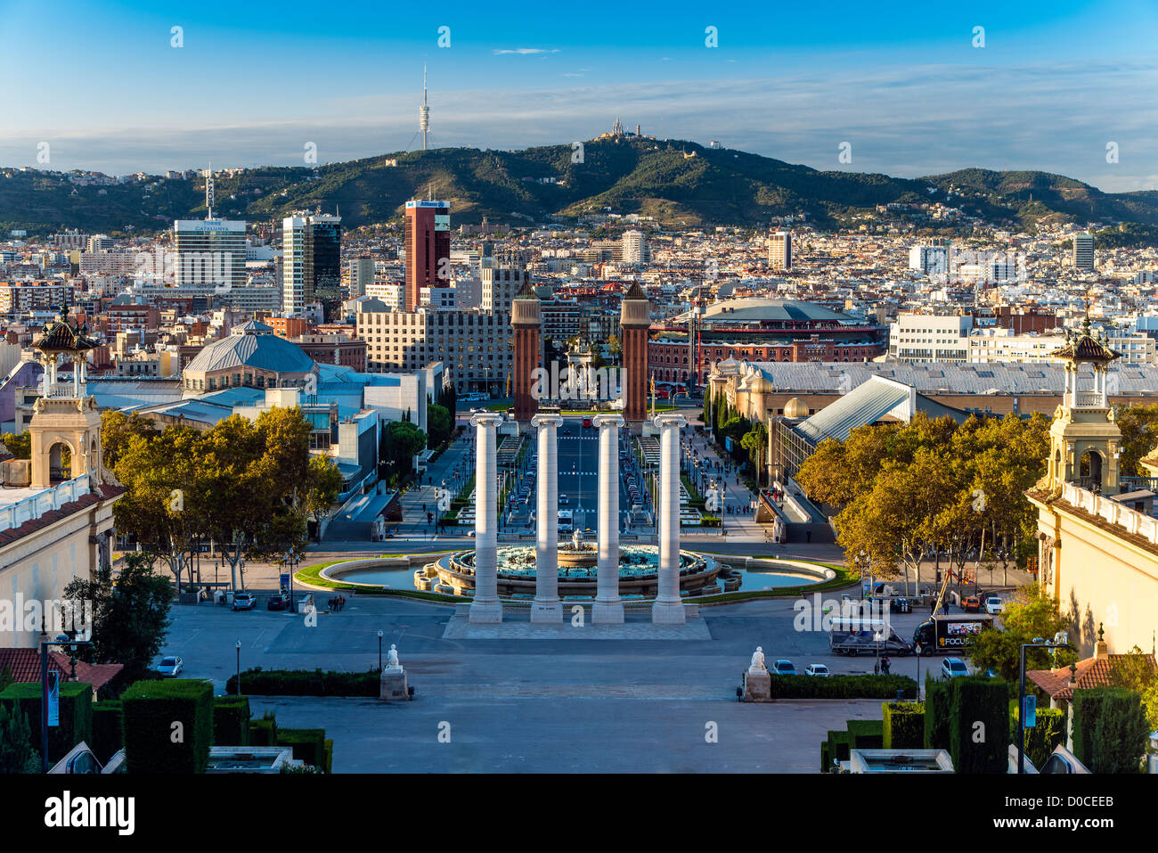 Skyline view over barcelona montjuic hi-res stock photography and ...