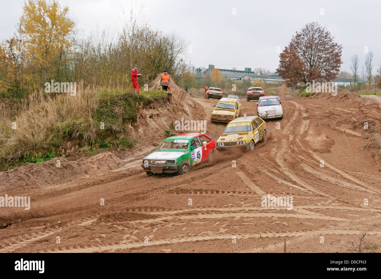 The first circle of cars races in D1 group. Episode 3 Stock Photo - Alamy