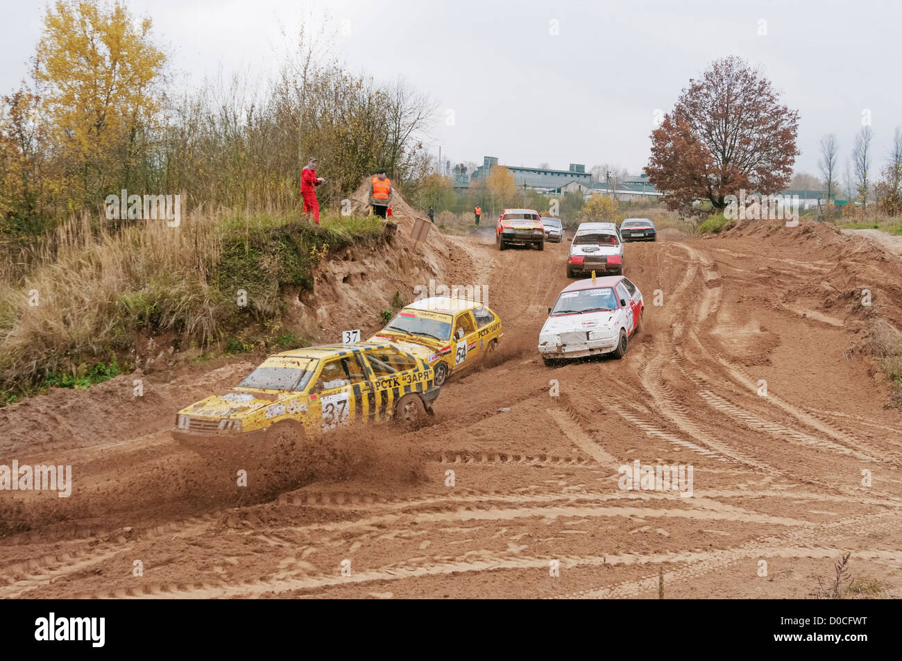 The first circle of cars races in D1 group. Episode 4 Stock Photo - Alamy
