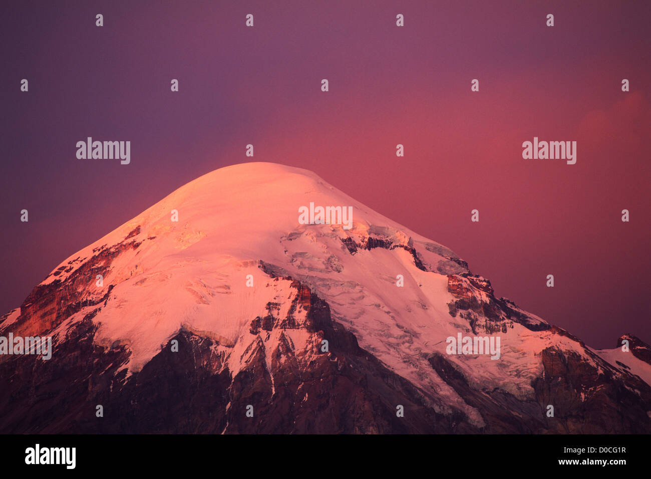 Alpenglow on Summit Snow Dome of Nevado Sajama, the Highest Mountain in ...
