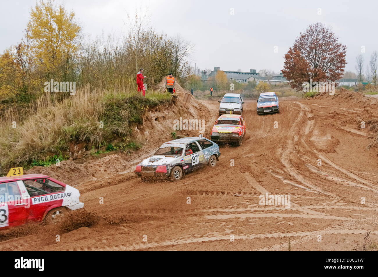 The first circle of cars races in D1 group. Episode 5 Stock Photo - Alamy