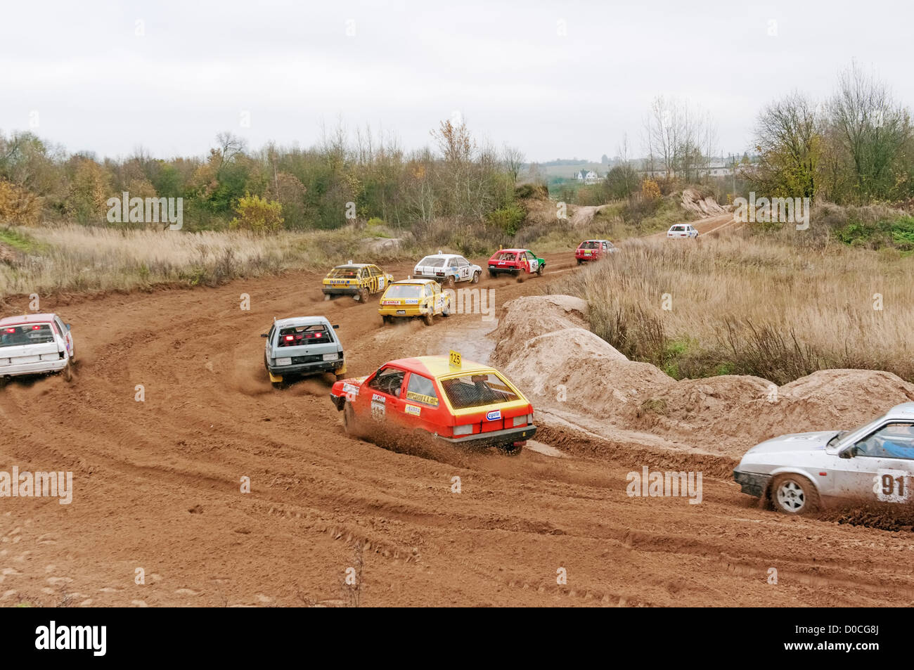 The first circle of cars races in D1 group. Episode 6 Stock Photo - Alamy