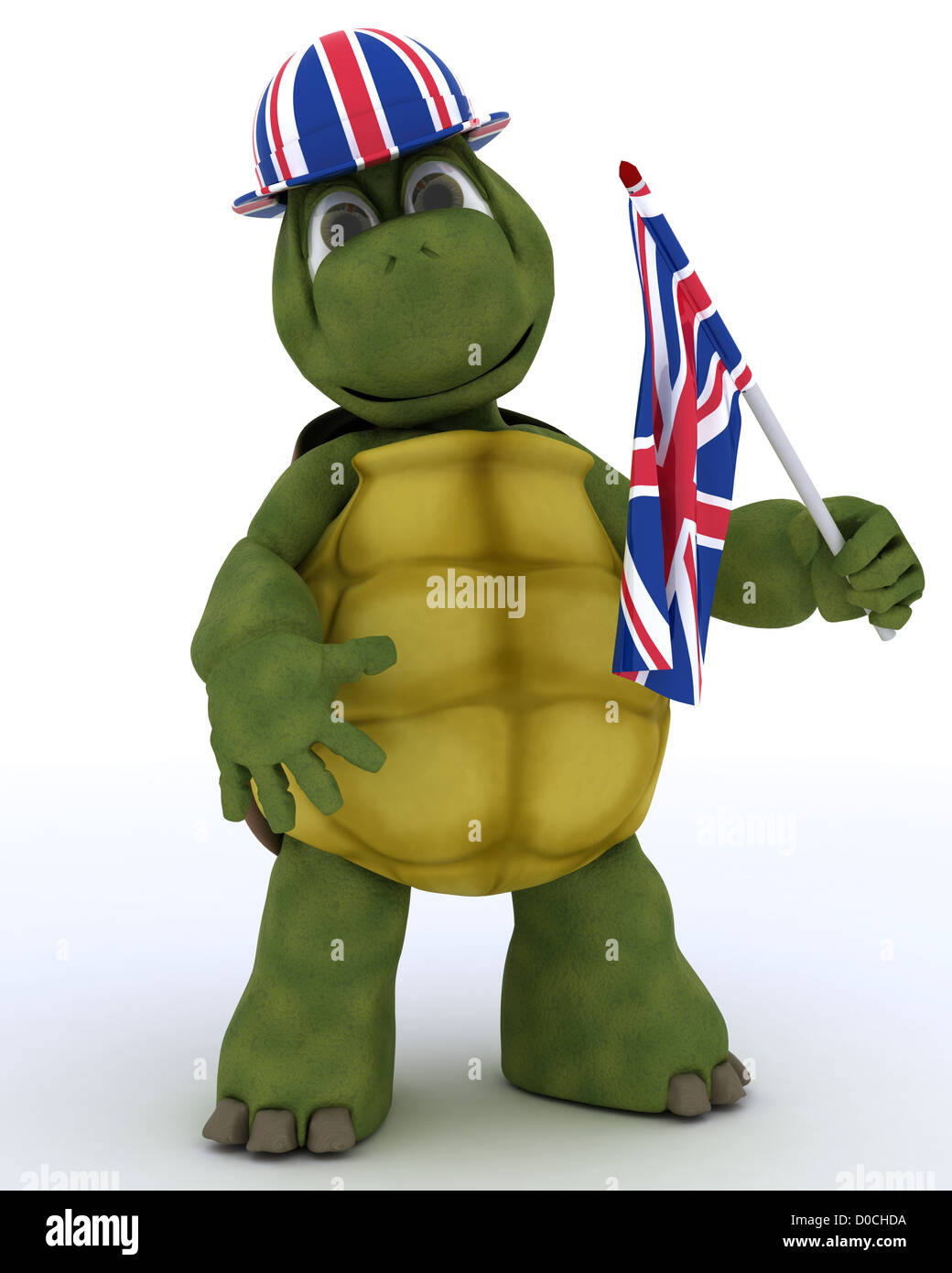 3D render of Tortoise in Union Jack Hat with Flag Stock Photo - Alamy