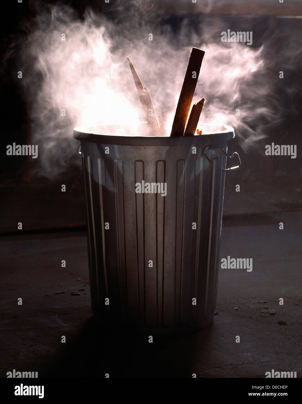 Dust Rises From a Trash Can in a House Being Refurbished Stock Photo ...