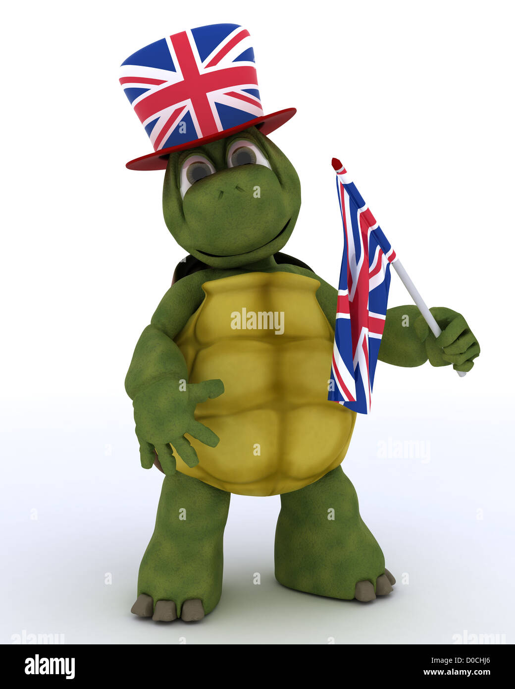 3D render of Tortoise in Union Jack Hat with Flag Stock Photo - Alamy
