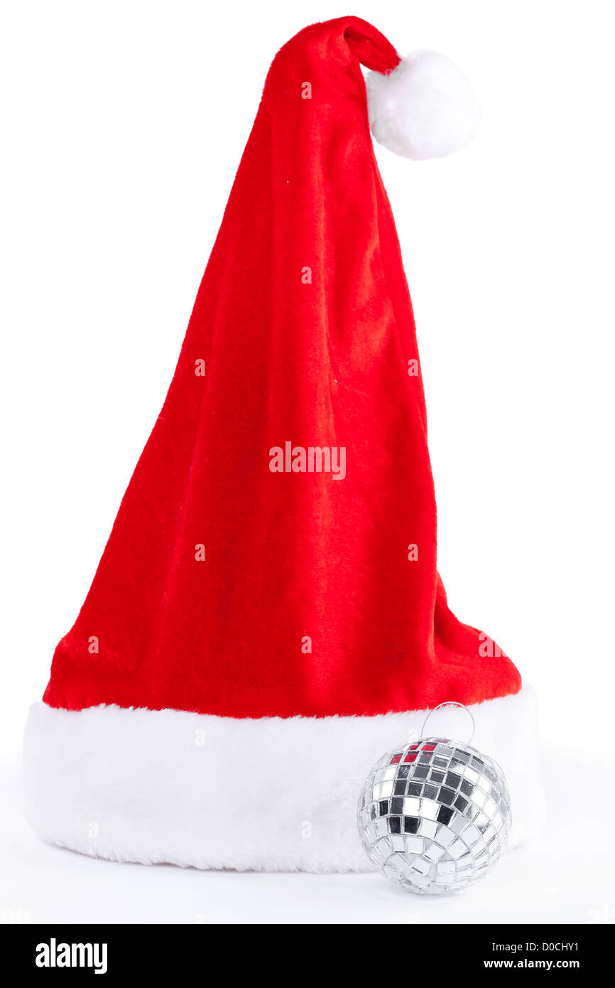 Traditional santa claus hat closeup on white background Stock Photo - Alamy