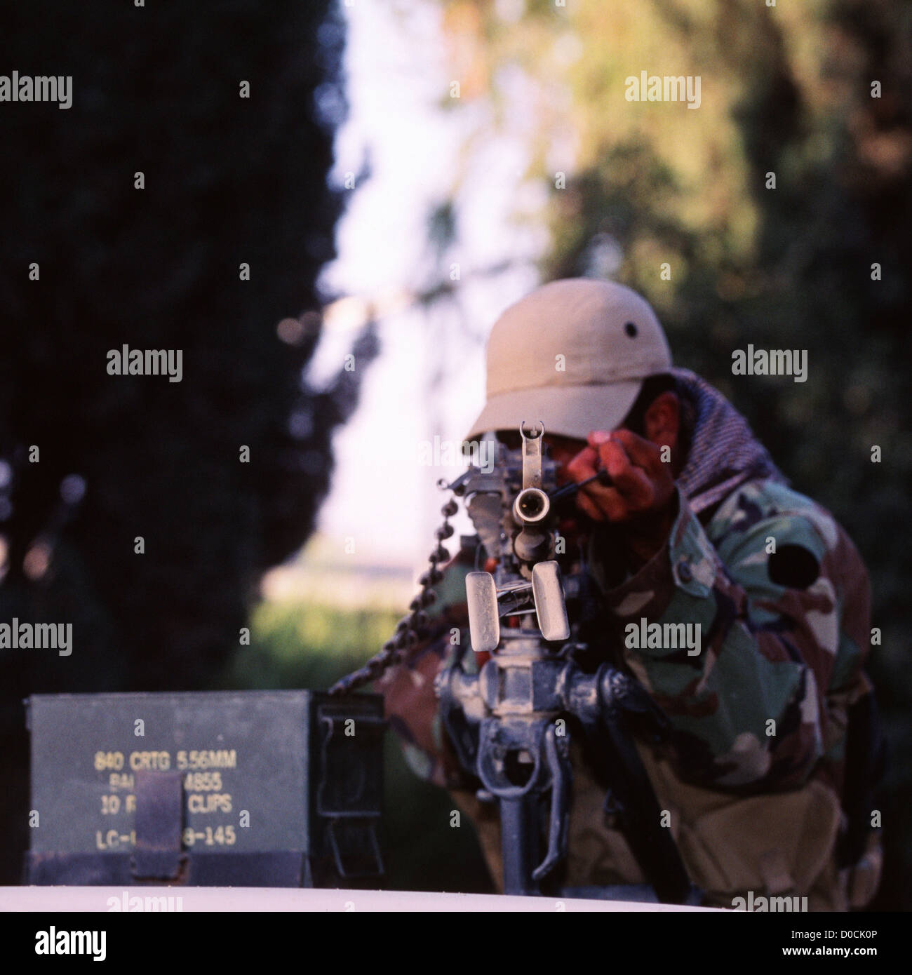 An Afghan Commando Aims a PK Light Machine Gun Stock Photo - Alamy