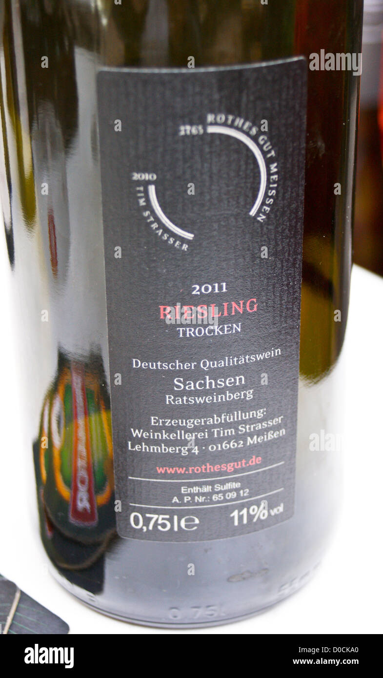A bottle of riesling at Meissner Weinfest, wine festival, Meissen ...