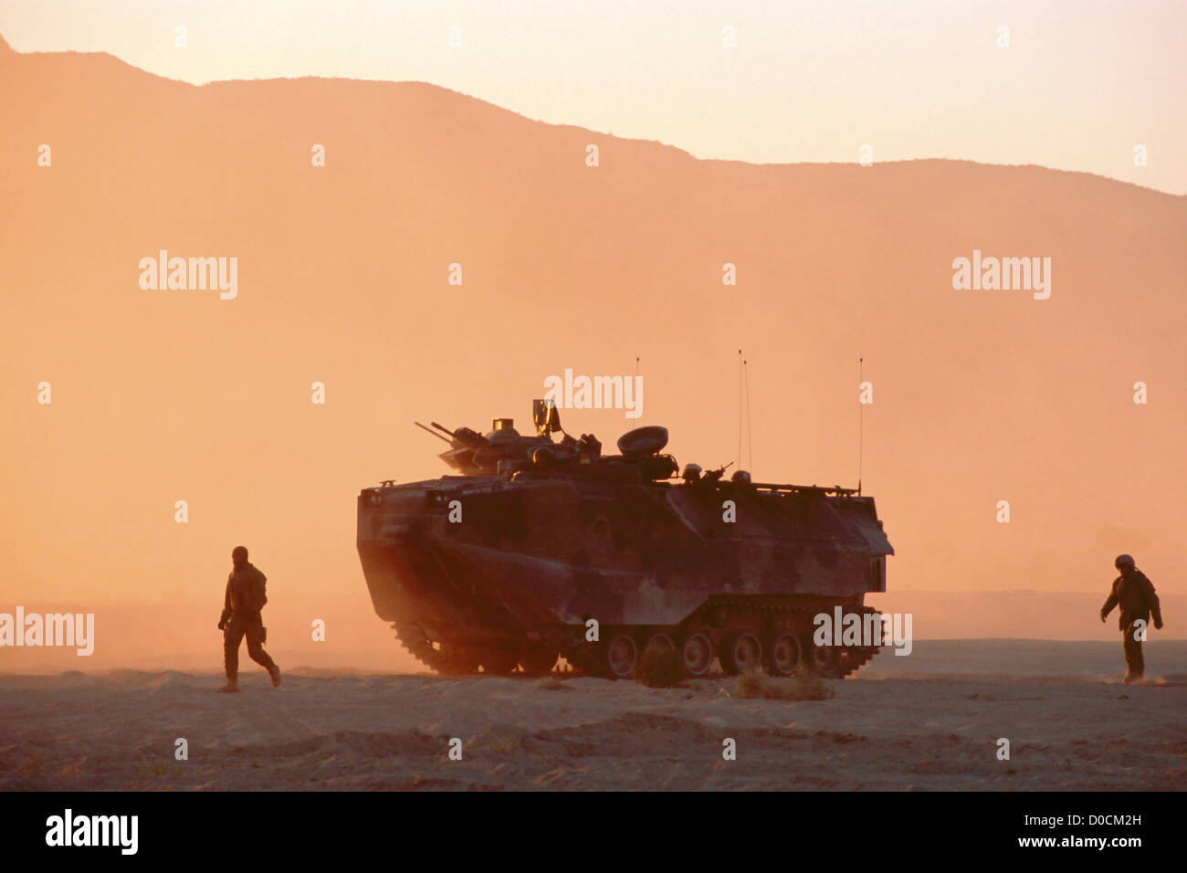 US Marines Walk Alongside an AAV-7 Amphibious Assault Vehicle Stock ...