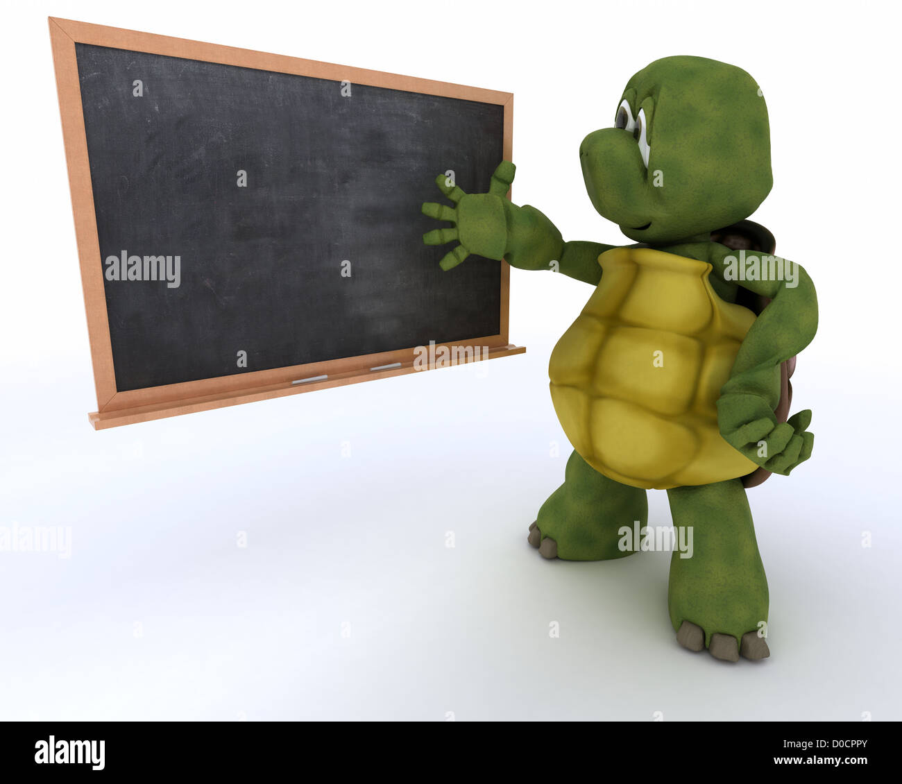 3D render of a tortoise with school chalk board Stock Photo - Alamy