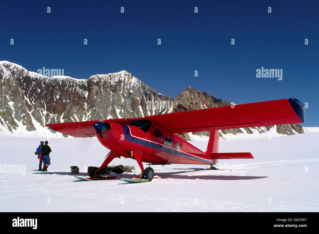 Ski-Equipped Airplane Idles on the Yukon's Quintino Sella Glacier Stock ...