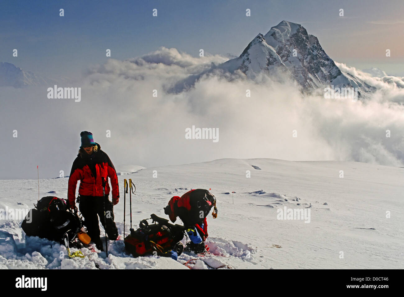 Two Climbers Prepare a Snow Wall High on Canada's Mount Logan as a ...
