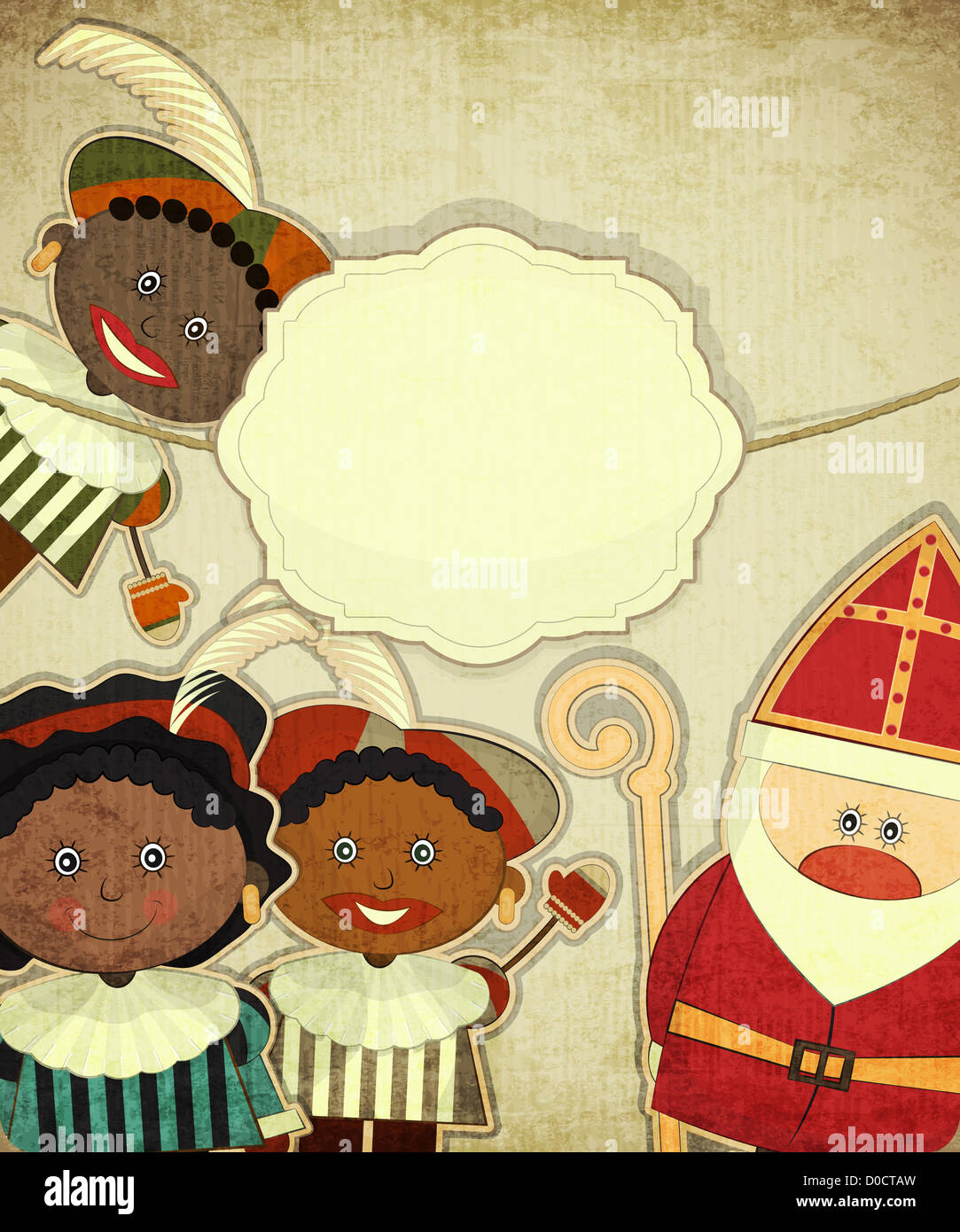 Christmas card with Dutch Santa Claus - Sinterklaas and Piet. Postcard ...