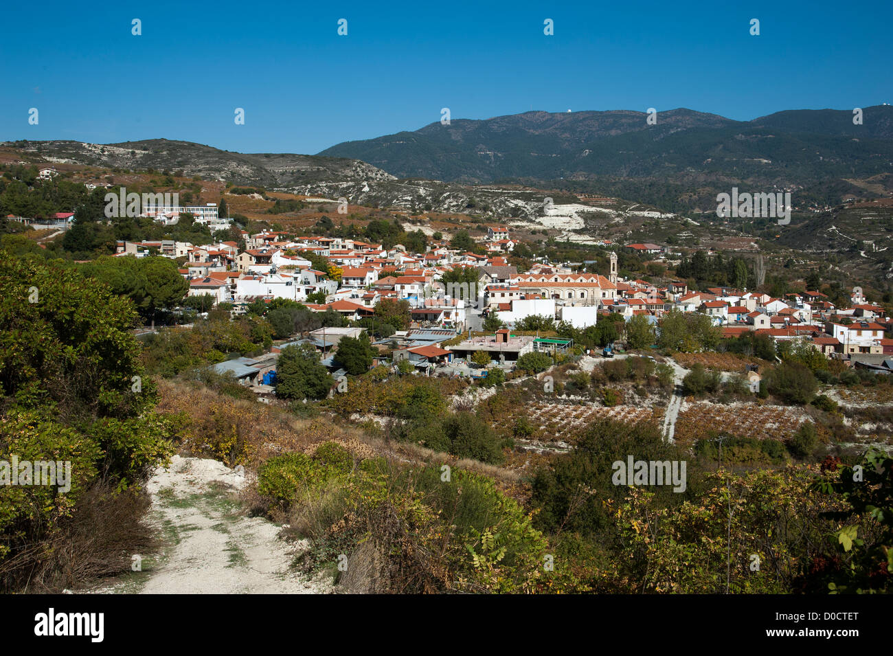 Omodos wine producing town on the southern slopes of the Troodos ...