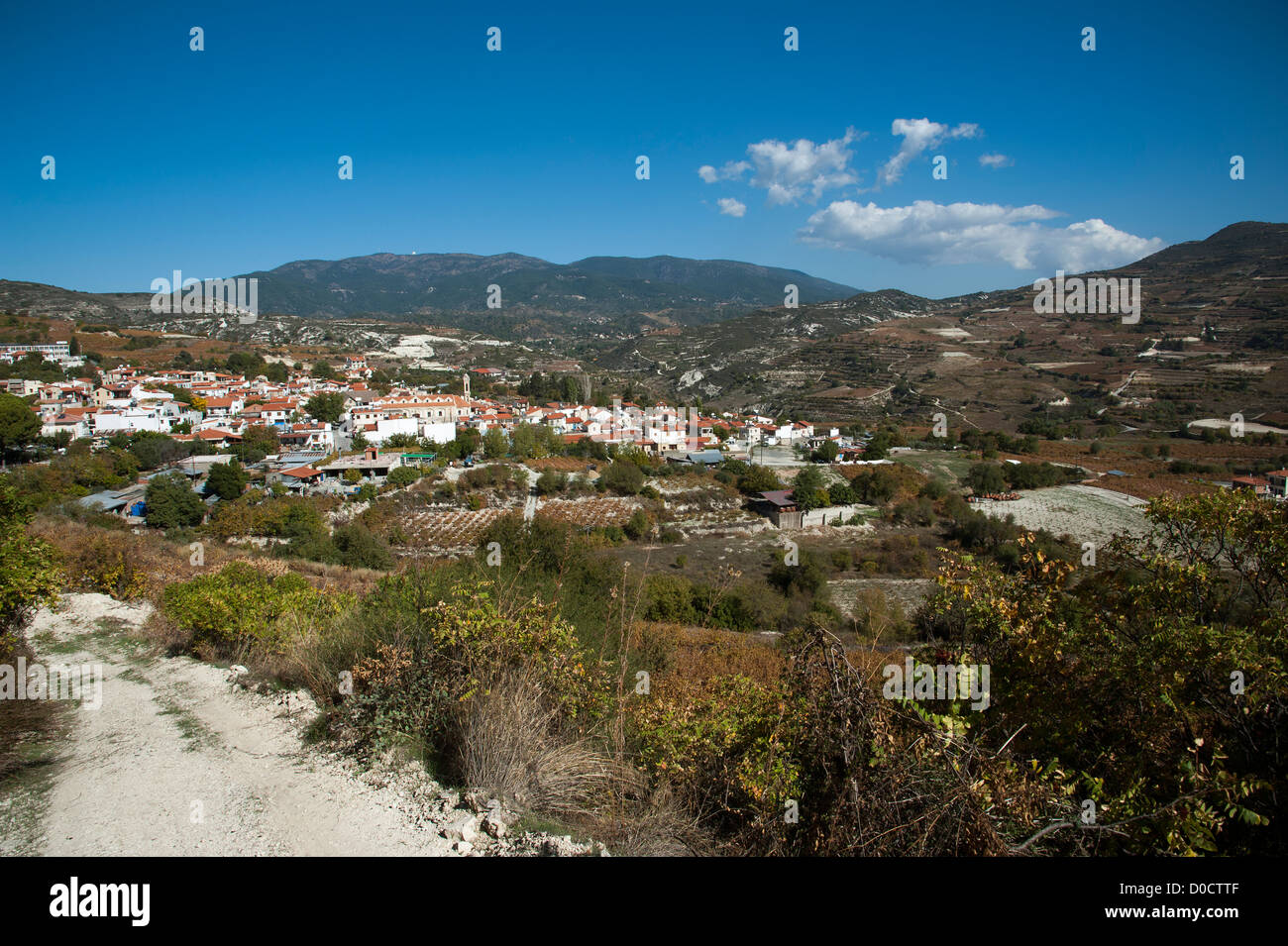 Omodos wine producing town on the southern slopes of the Troodos ...