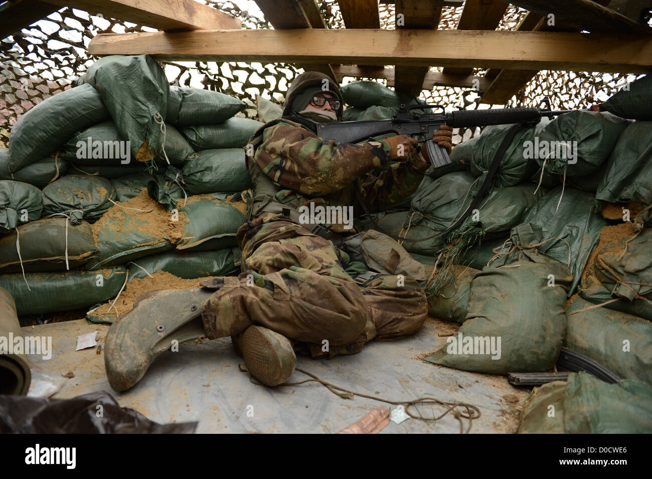 Airman 1st Class Robert Brown of the 606th Air Control Squadron guards ...