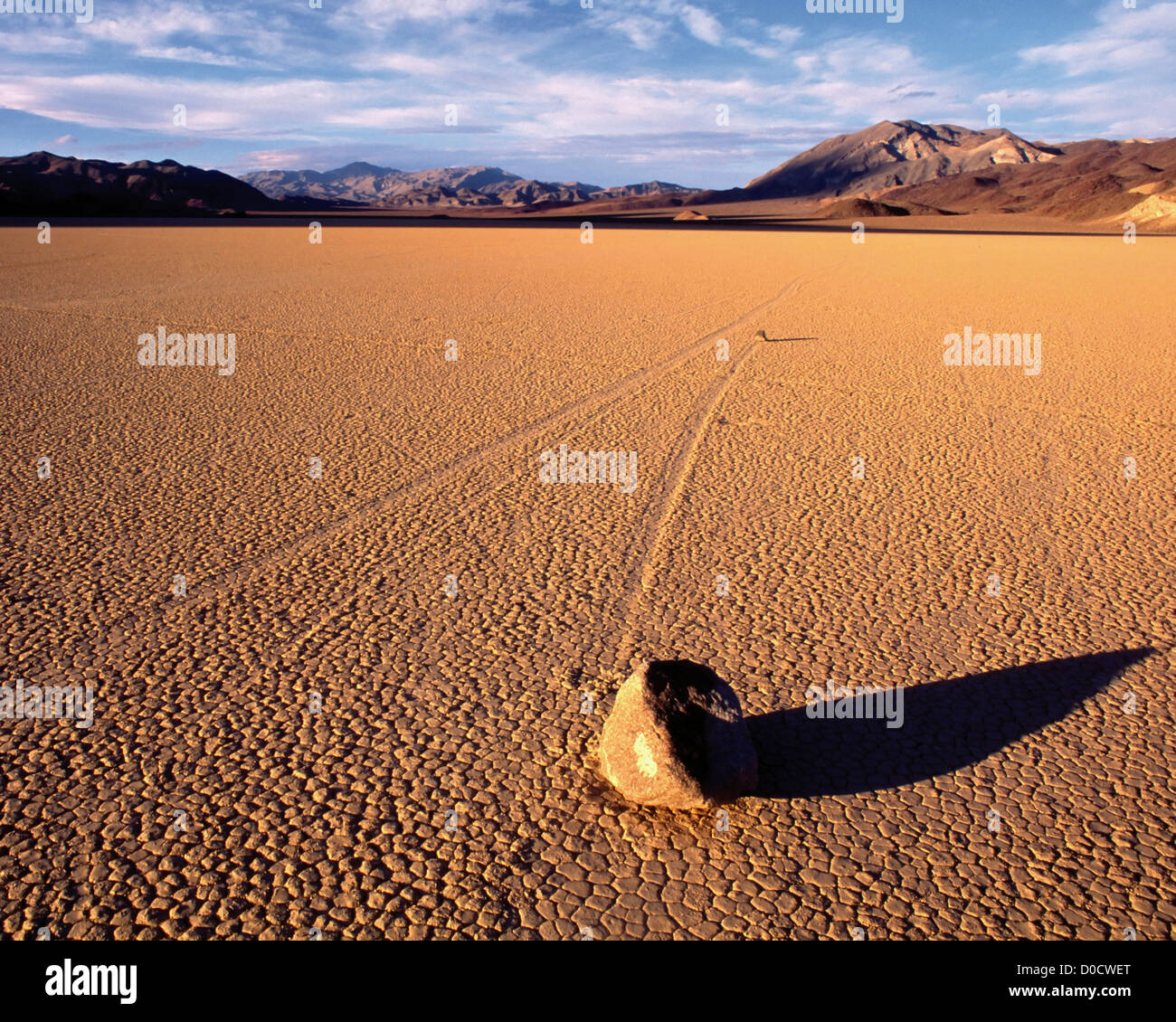 One of the Racetrack Playa's Moving Rocks at Sunset Stock Photo - Alamy
