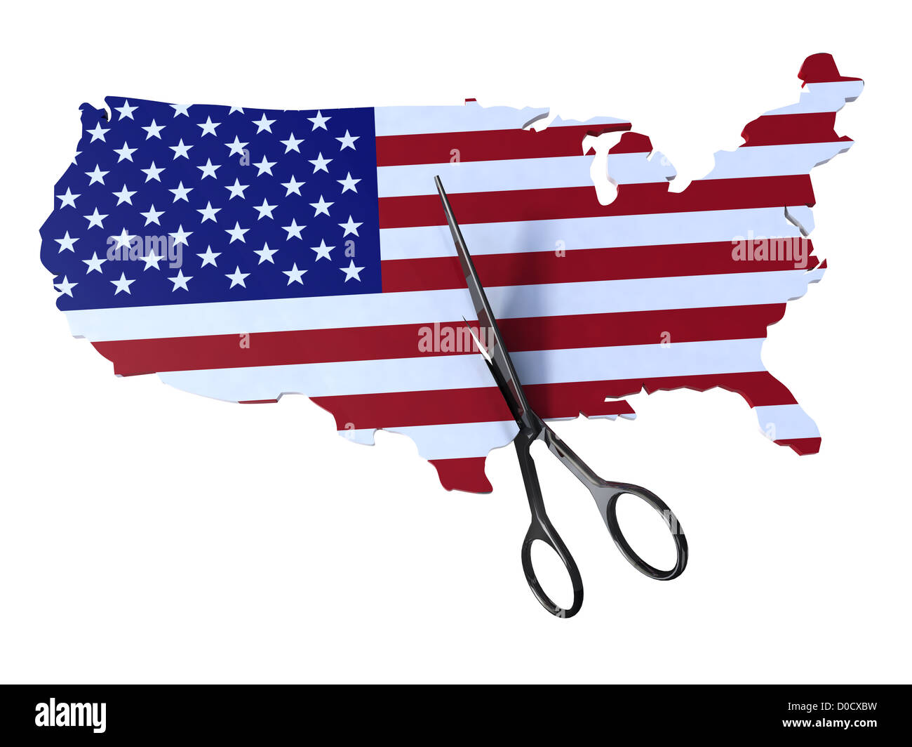 map of america flag cut by scissors, 3d illustration Stock Photo - Alamy