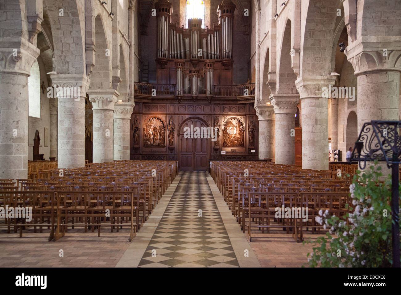 NAVE WOODEN ALTARPIECE AND ORGAN IN THE ABBEY CHURCH OF NOTRE-DAME IN ...