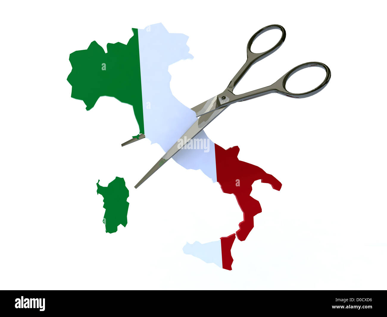 3d Italy cut by a scissor, illustration Stock Photo - Alamy