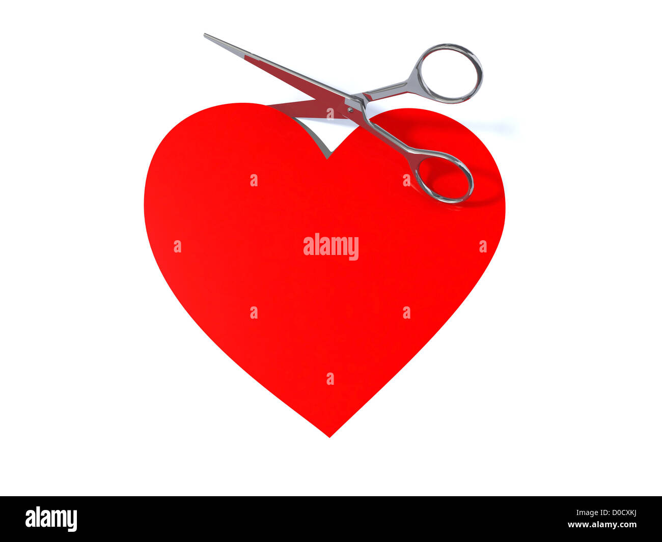 drawing of a heart cut out with scissors, 3d illustration Stock Photo ...