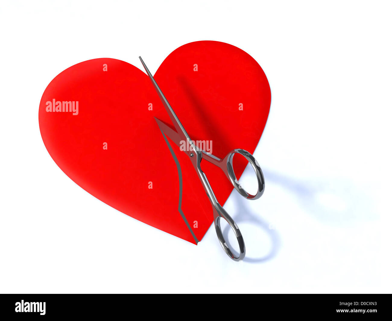 the heart cut with scissors 3d illustration Stock Photo - Alamy