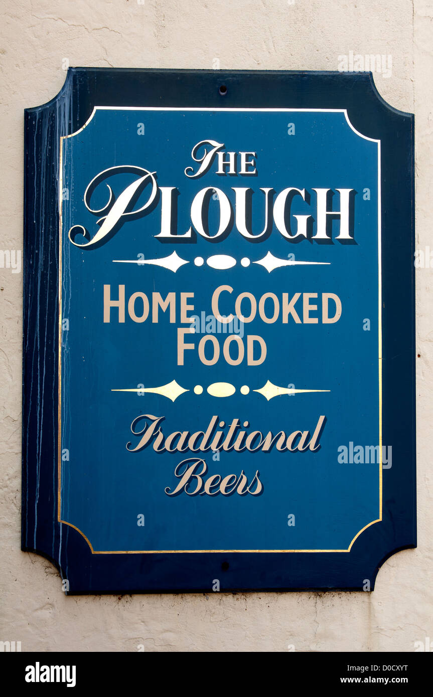 The Plough pub sign, Bodicote, Oxfordshire, UK Stock Photo - Alamy