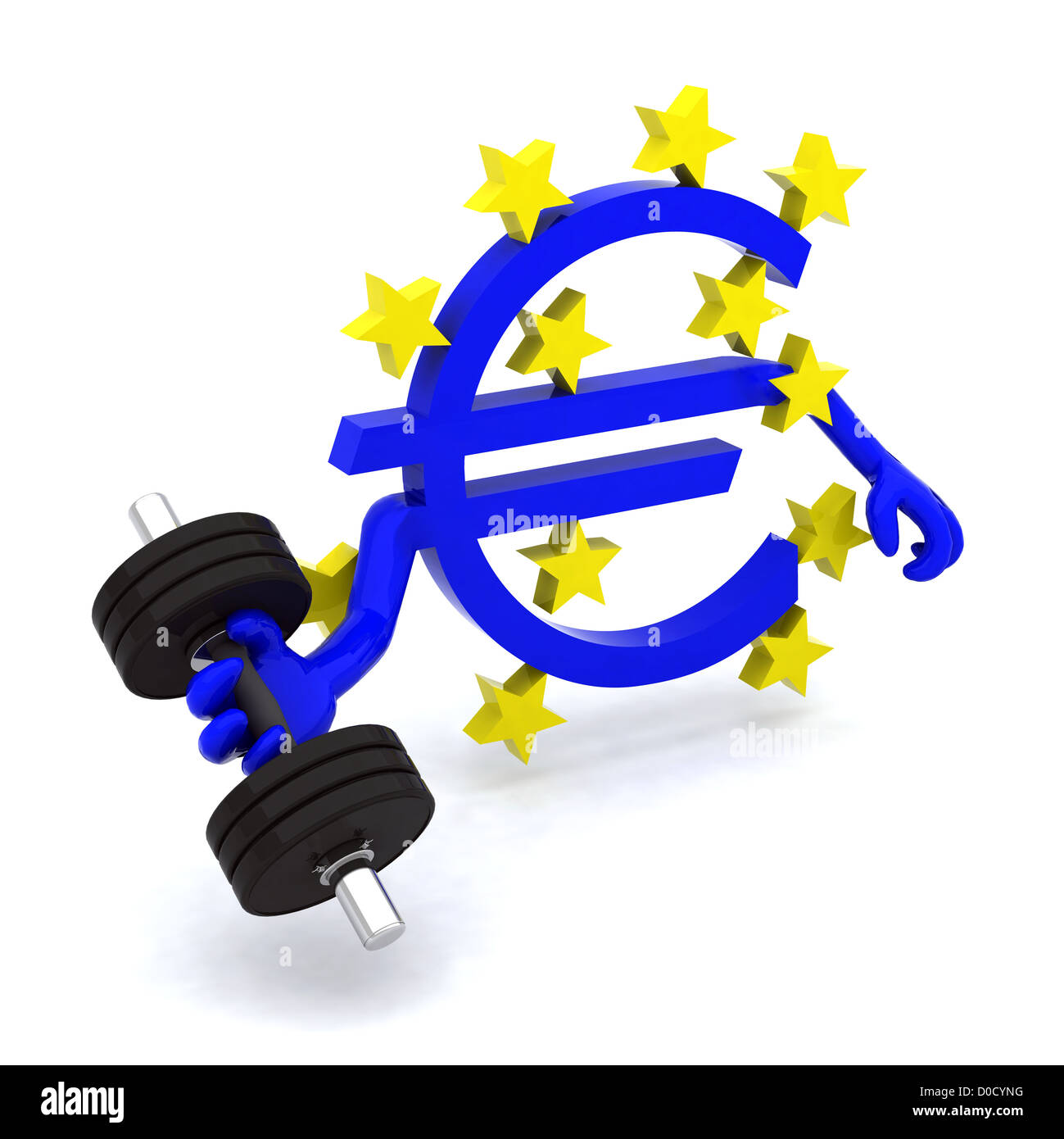 the euro symbol, which makes weight training, 3d illustration Stock ...