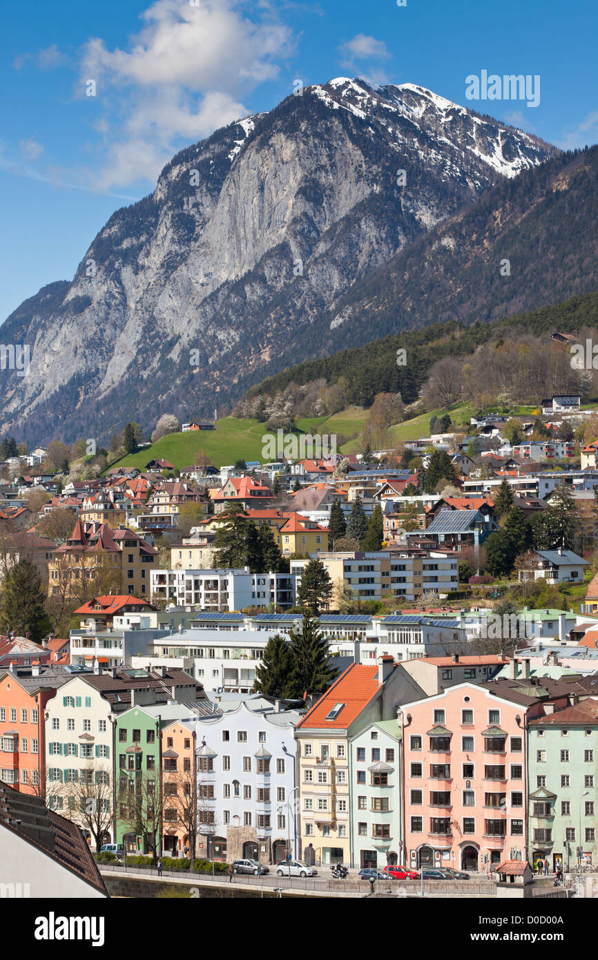 View of Innsbruck city, Tirol Alps, Austria. Vertical shot Stock Photo ...