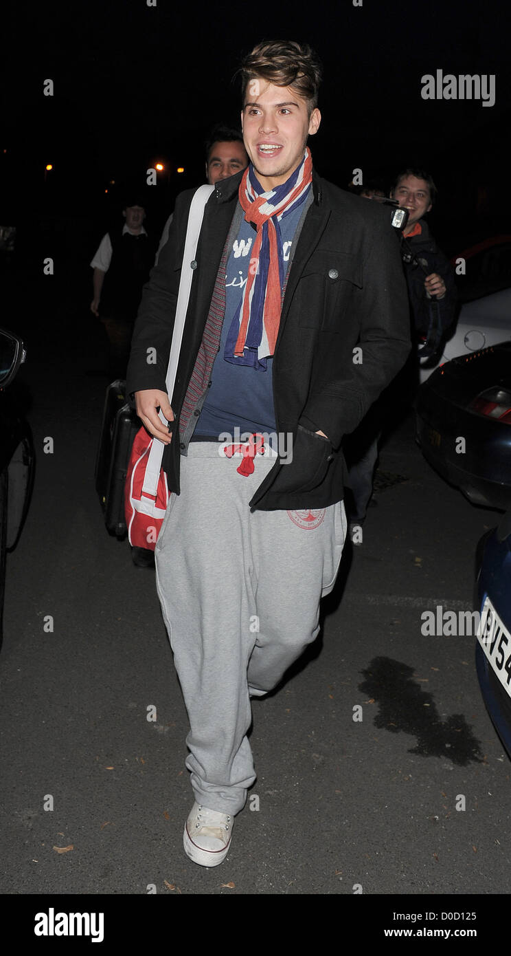 X Factor contestant Aiden Grimshaw leaving a studio. London, England ...