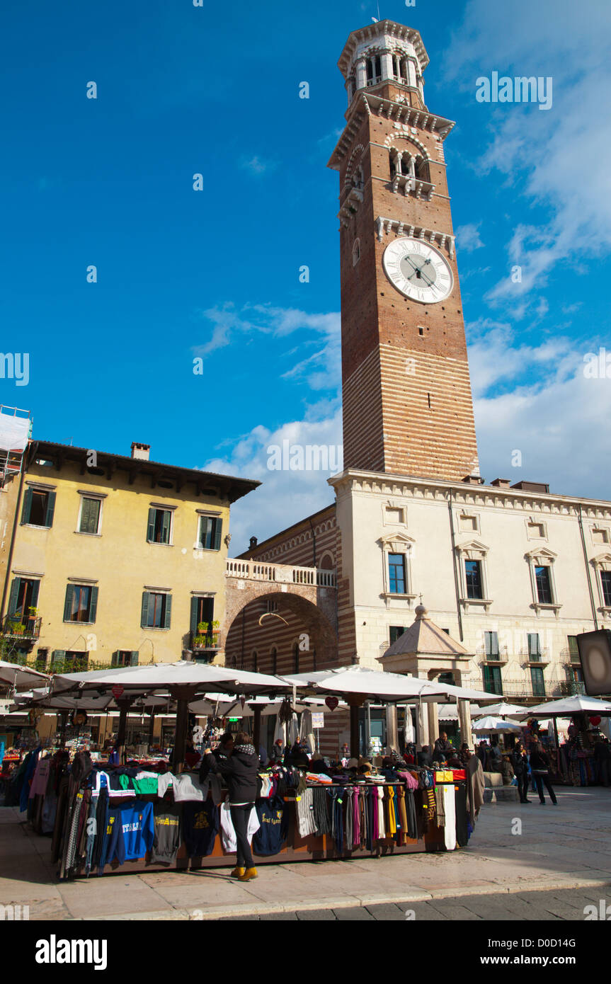 Piazza delle Erbe square with Torre dei Lamberti tower (1463) old town ...