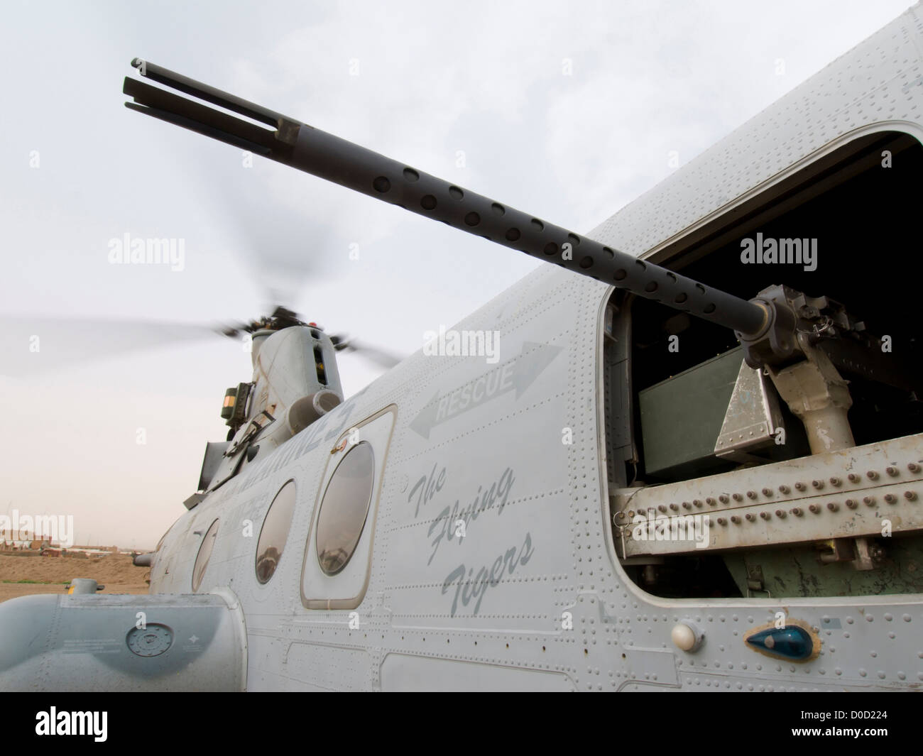 Detail View of An M2 .50 Caliber Machine Gun on the Flank of a US Marine Corps CH-46 Sea Knight ...