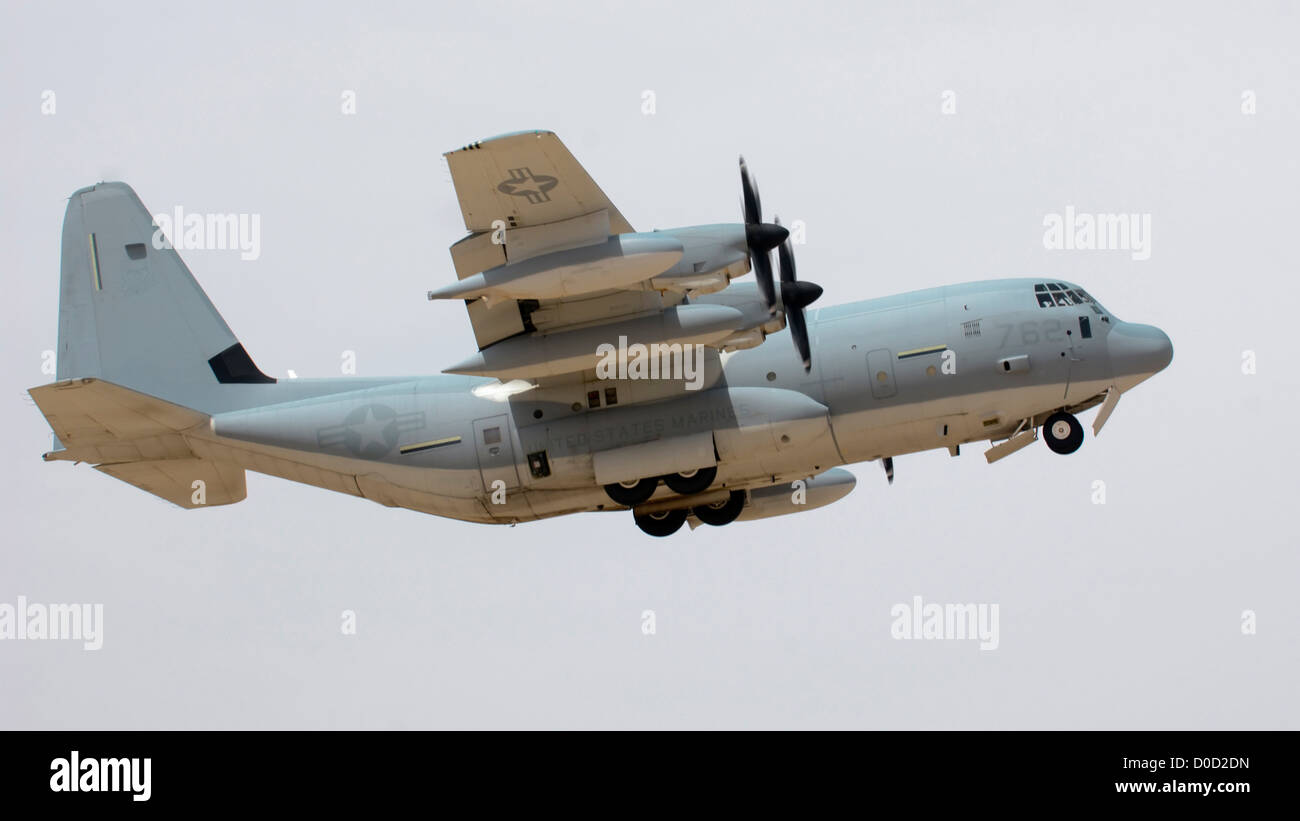A US Marine Corps C-130J Hercules Launches from Al Asad Air Base in ...