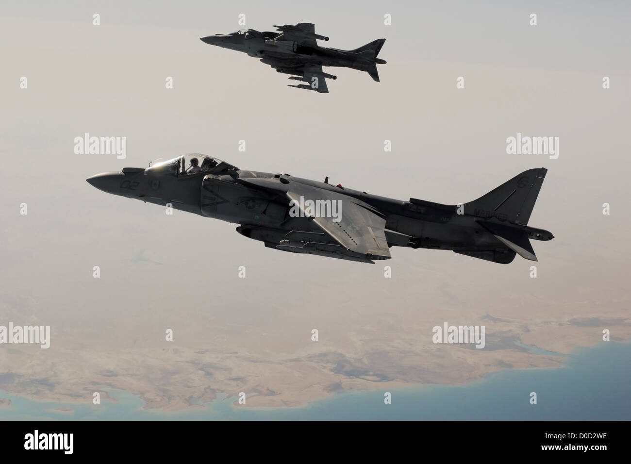 Two US Marine AV-8B Harriers High Above Lake Qadisiya, North of the ...