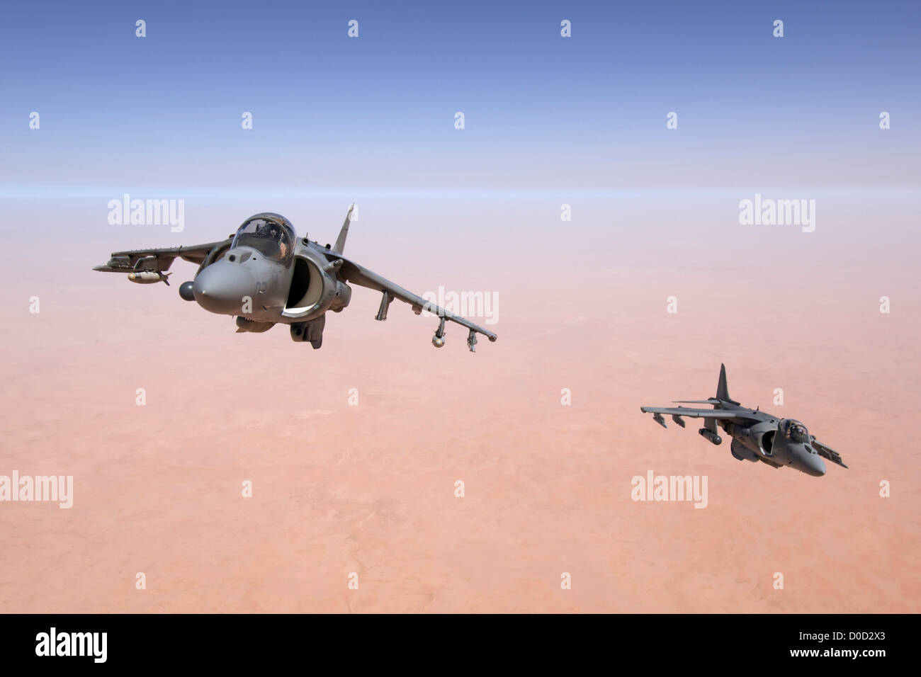 Two US Marine Corps AV-8B Harriers High Above the Al Anbar Province of ...