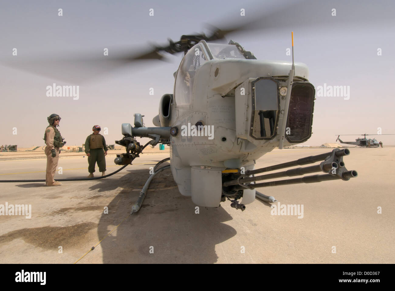View of a US Marine Corps AH-1W Super Cobra While It Refuels at Al Asad ...
