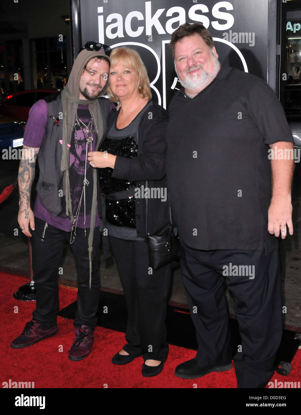 Bam Margera with his parents Los Angeles Premiere of 'Jackass D' at the ...