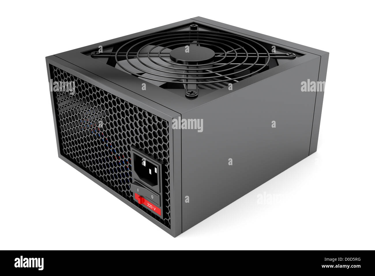 Black power supply unit on white background Stock Photo - Alamy