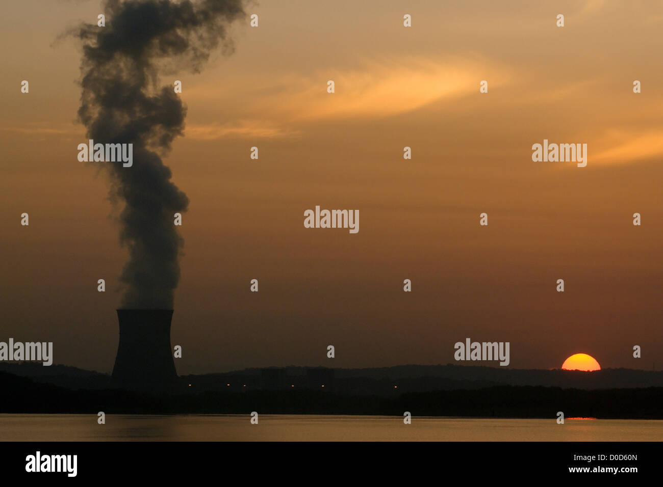 Sunrise View of a Nuclear Power Plant Stock Photo - Alamy