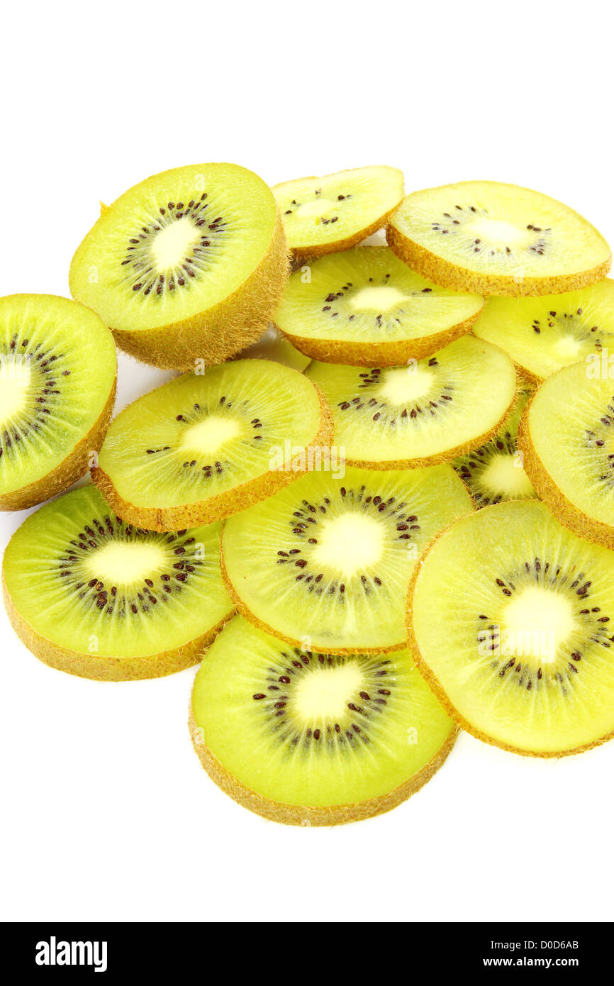 Kiwi slices isolated on white background Stock Photo - Alamy
