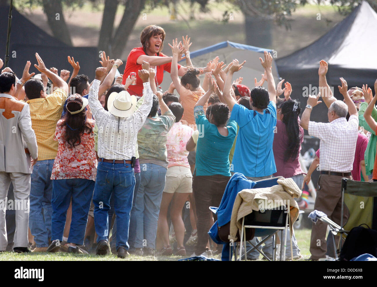 Adam Sandler is dressed as a woman on the movie set for the feature ...